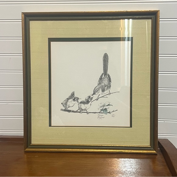 Art | Pencil Art Of Mama Bird Feeding Babies Artist Signed Hayes ...